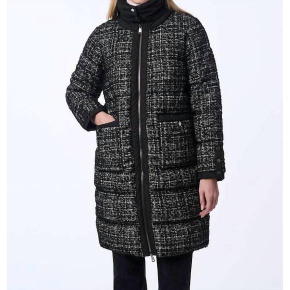 Bernardo | Jackets & Coats | New Bernardo Tweed Zip Coat In Black White ...